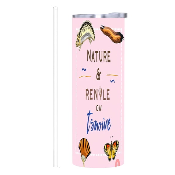 20 oz Stainless Steel Insulated Tumbler - Pink Butterfly Design Double ...