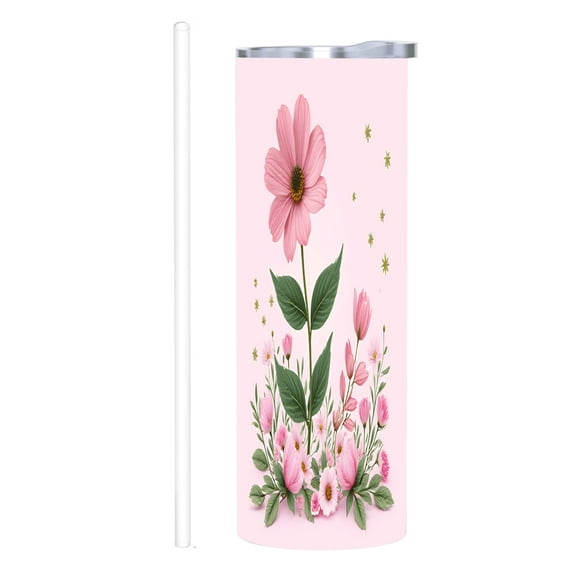 20 oz Stainless Steel Insulated Tumbler - Pink Floral Design with ...