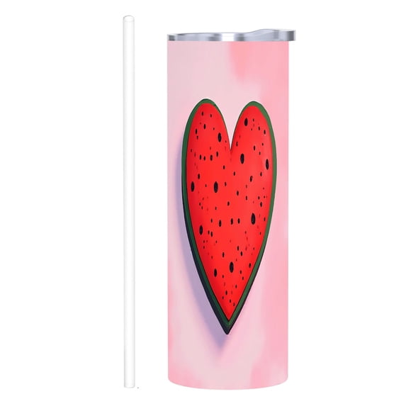 20 oz Stainless Steel Insulated Tumbler - Pink with Watermelon Heart ...