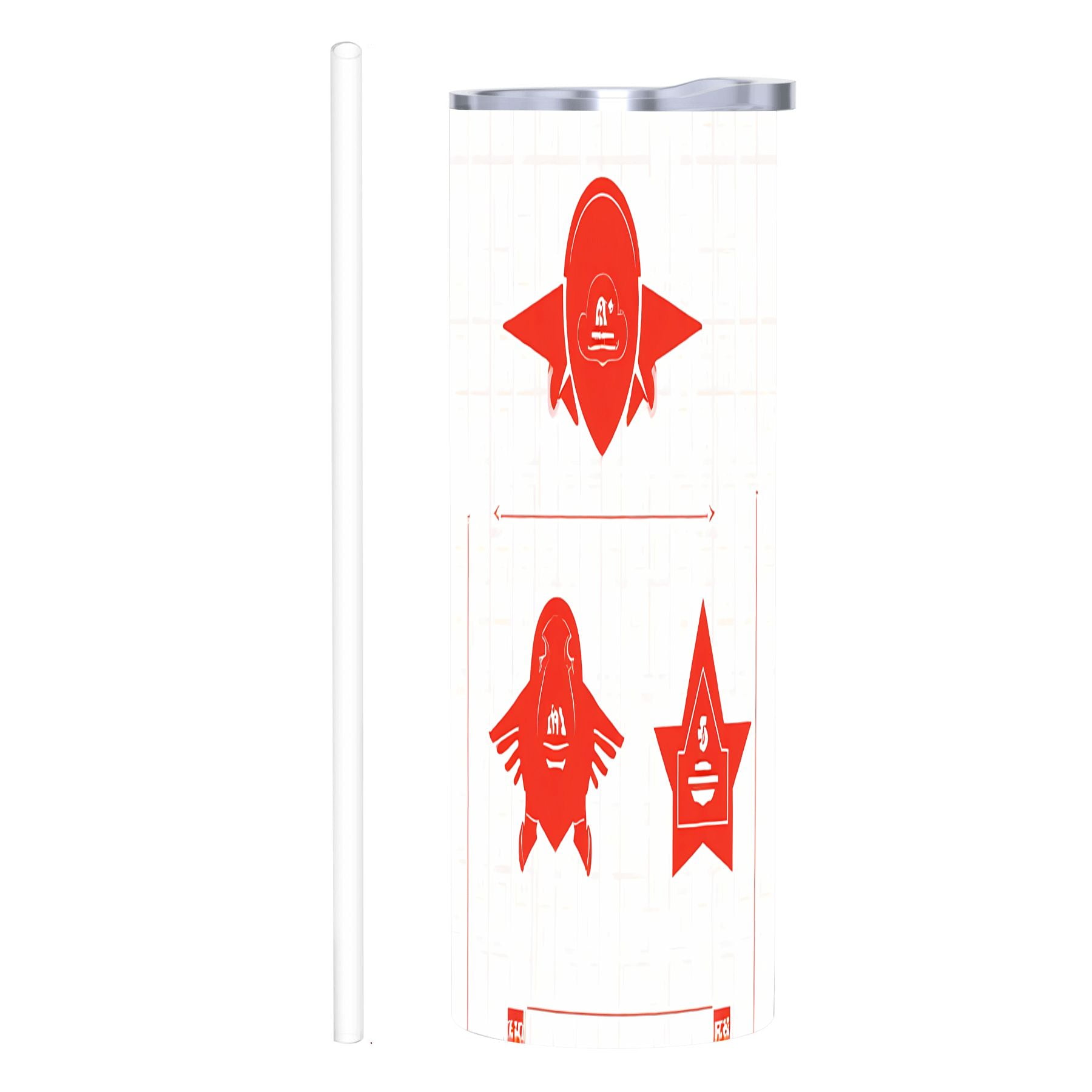20 oz Stainless Steel Insulated Tumbler - Playful Red Rocket & Star ...