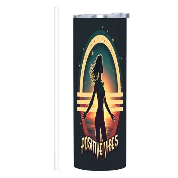 20 oz Stainless Steel Insulated Tumbler - Positive Vibes Design with ...