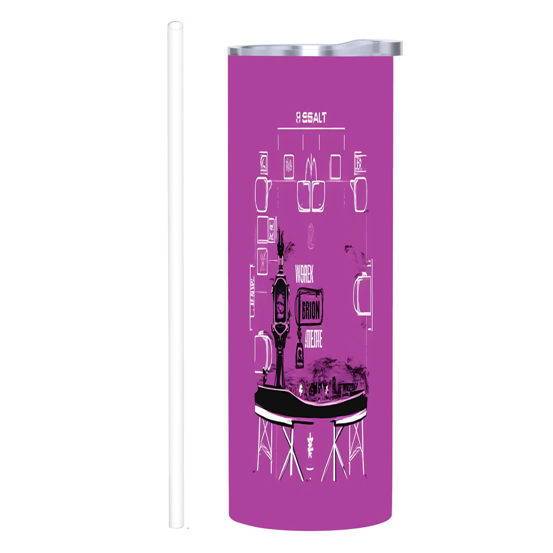 20 oz Stainless Steel Insulated Tumbler - Purple Modern Design with ...