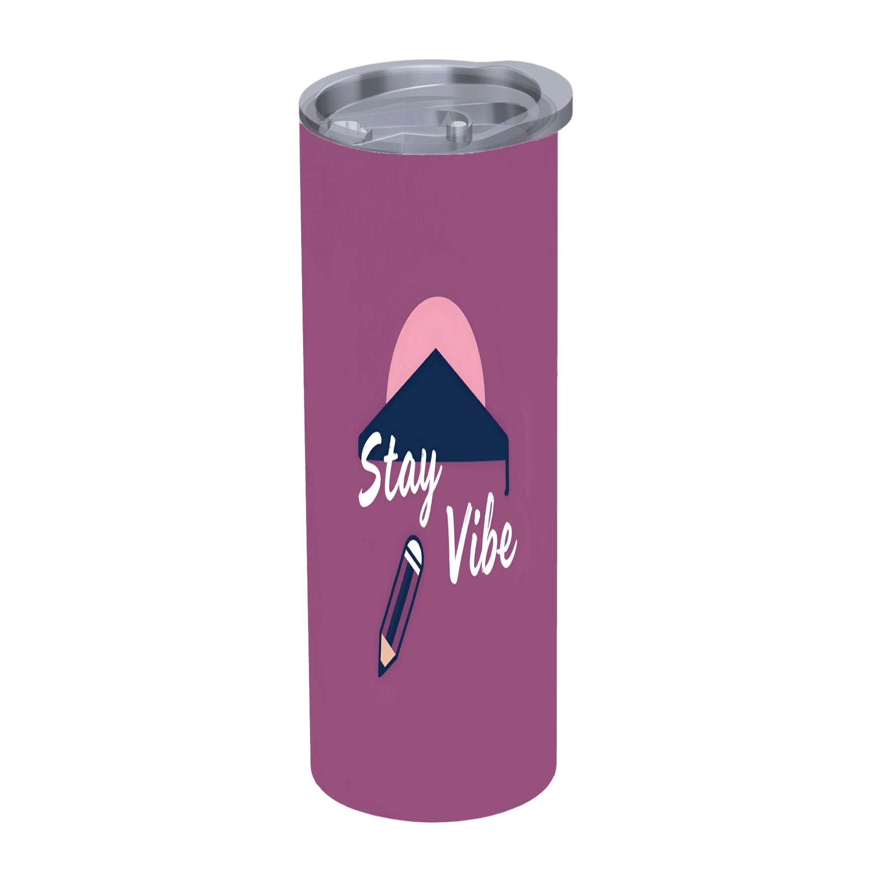 20 oz Stainless Steel Insulated Tumbler - Purple "Stay Vibe" Design ...