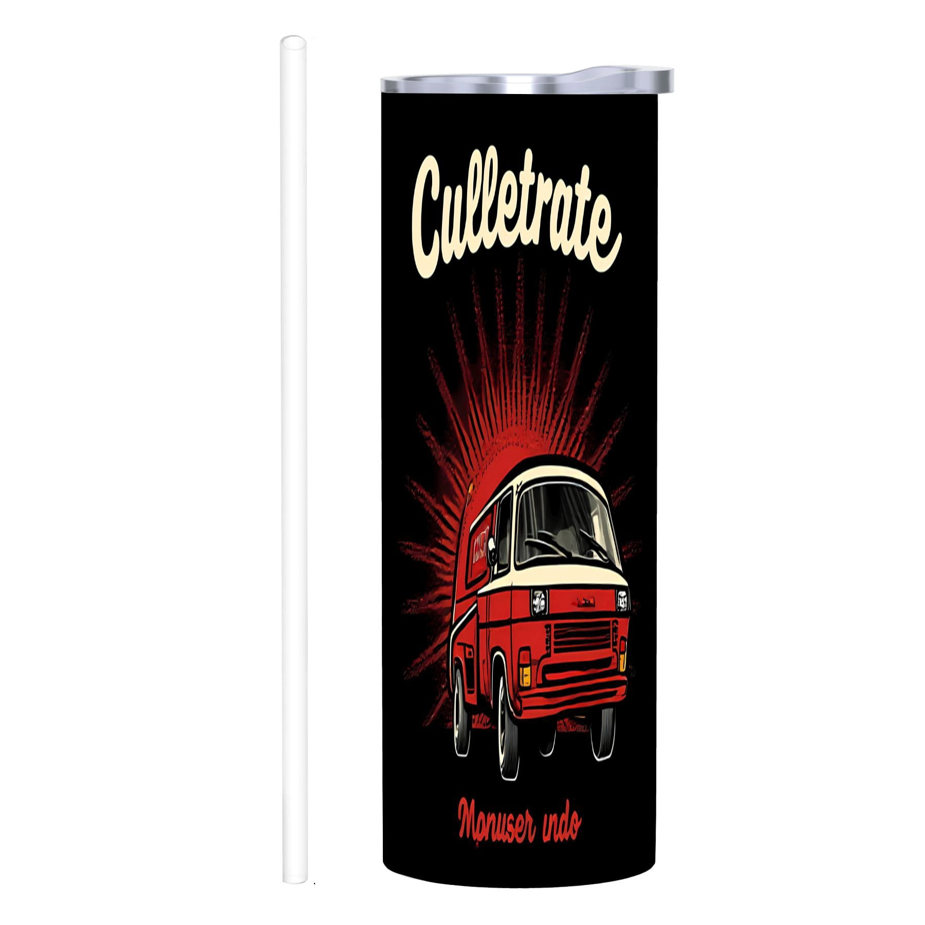 20 oz Stainless Steel Insulated Tumbler - Red Burst Design with Cursive ...