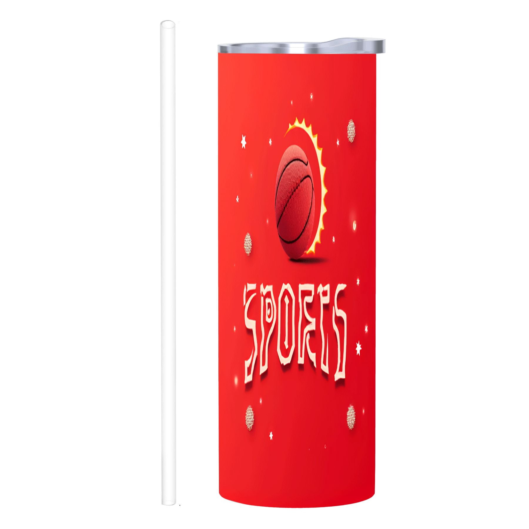 20 oz Stainless Steel Insulated Tumbler - Red with Basketball Graphic ...