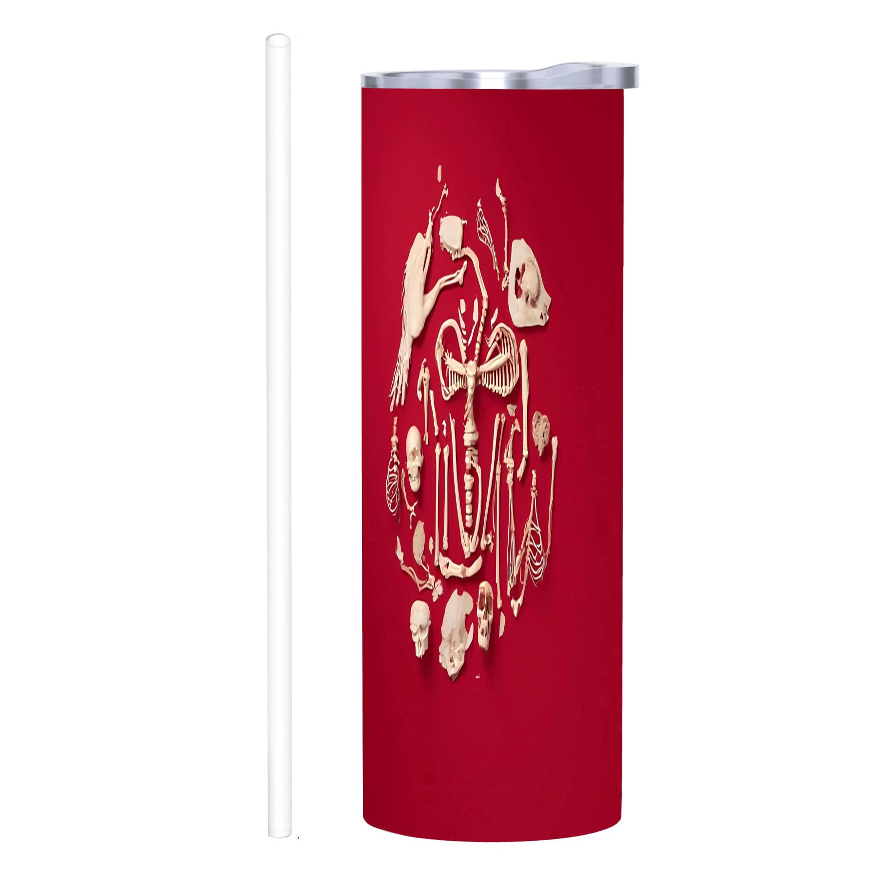 20 oz Stainless Steel Insulated Tumbler - Red with Intricate White ...