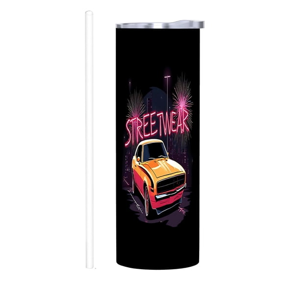 20 oz Stainless Steel Insulated Tumbler - Retro Car Design with Neon ...