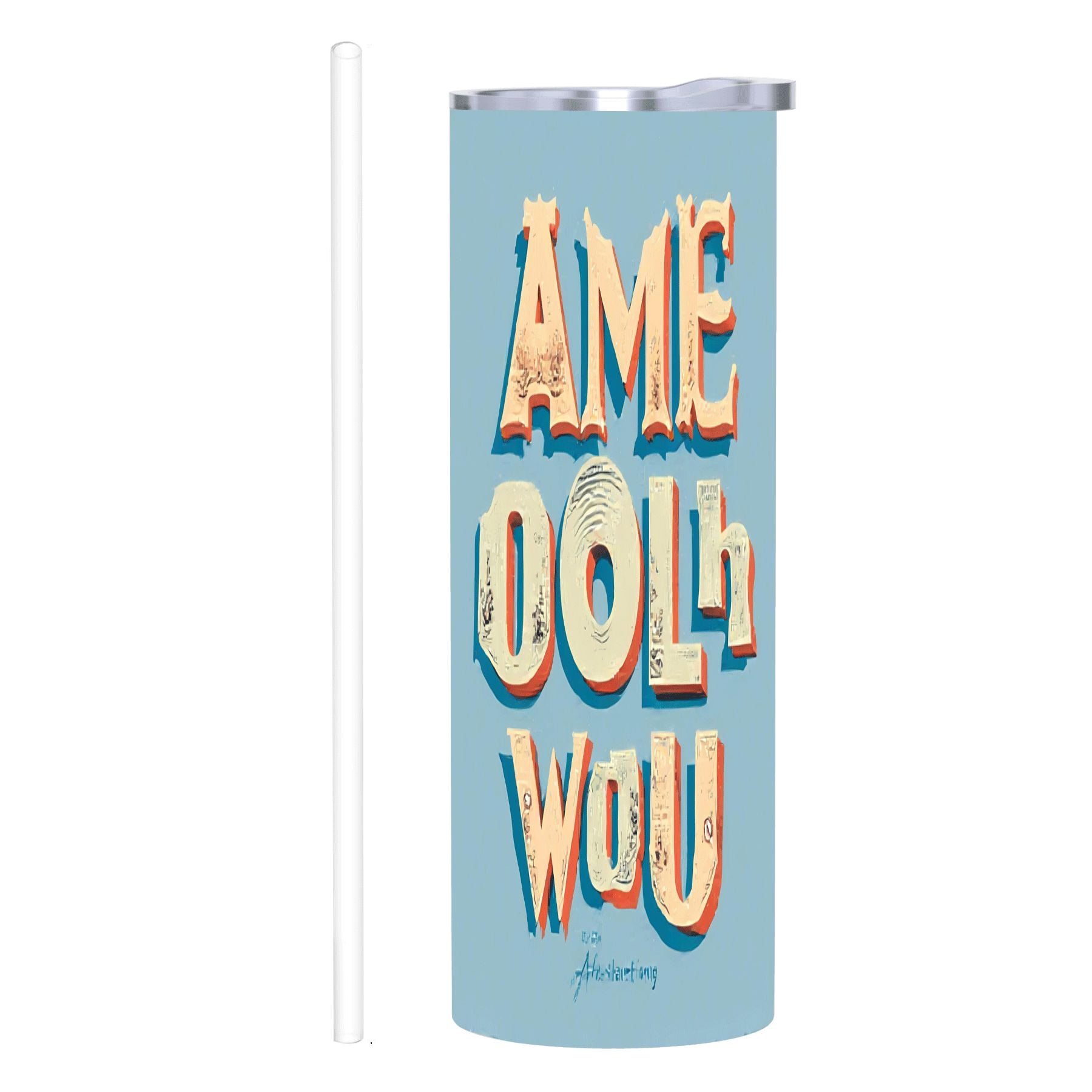 20 oz Stainless Steel Insulated Tumbler - Retro ' DOLL WOU ' Design ...