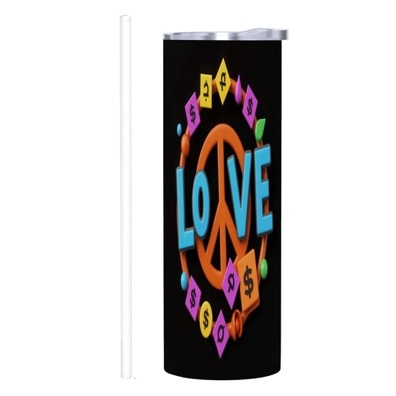 20 oz Stainless Steel Insulated Tumbler - Retro Design with ' LOVE ...