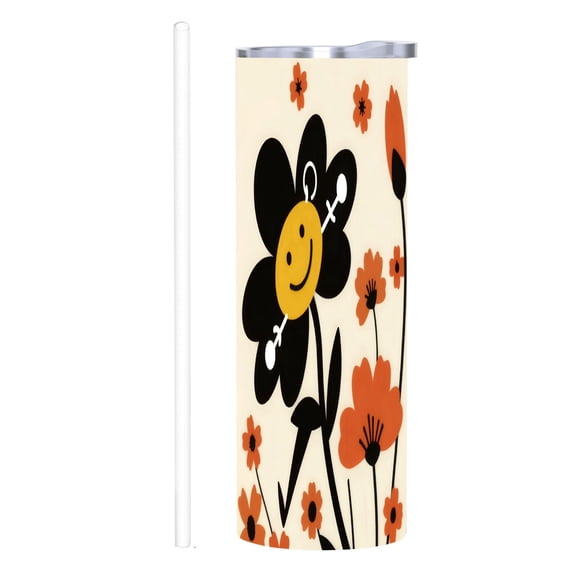 20 oz Stainless Steel Insulated Tumbler - Retro Floral Design with ...