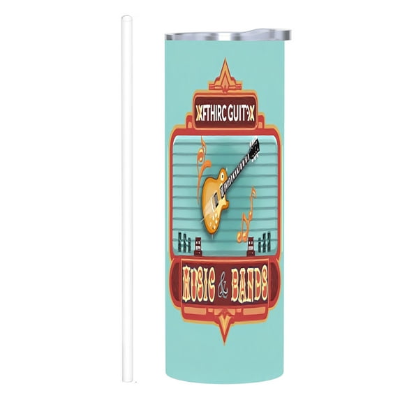 20 oz Stainless Steel Insulated Tumbler - Retro Light Blue Design with ...