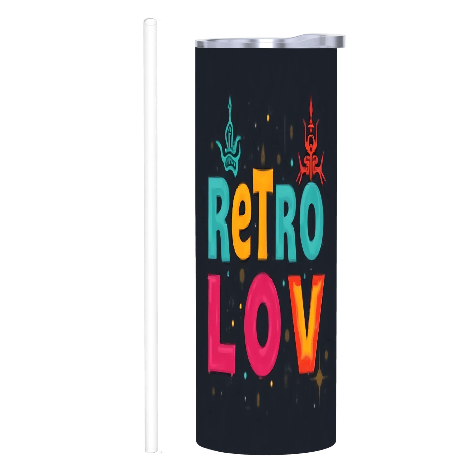 20 oz Stainless Steel Insulated Tumbler - Retro Love Design with ...