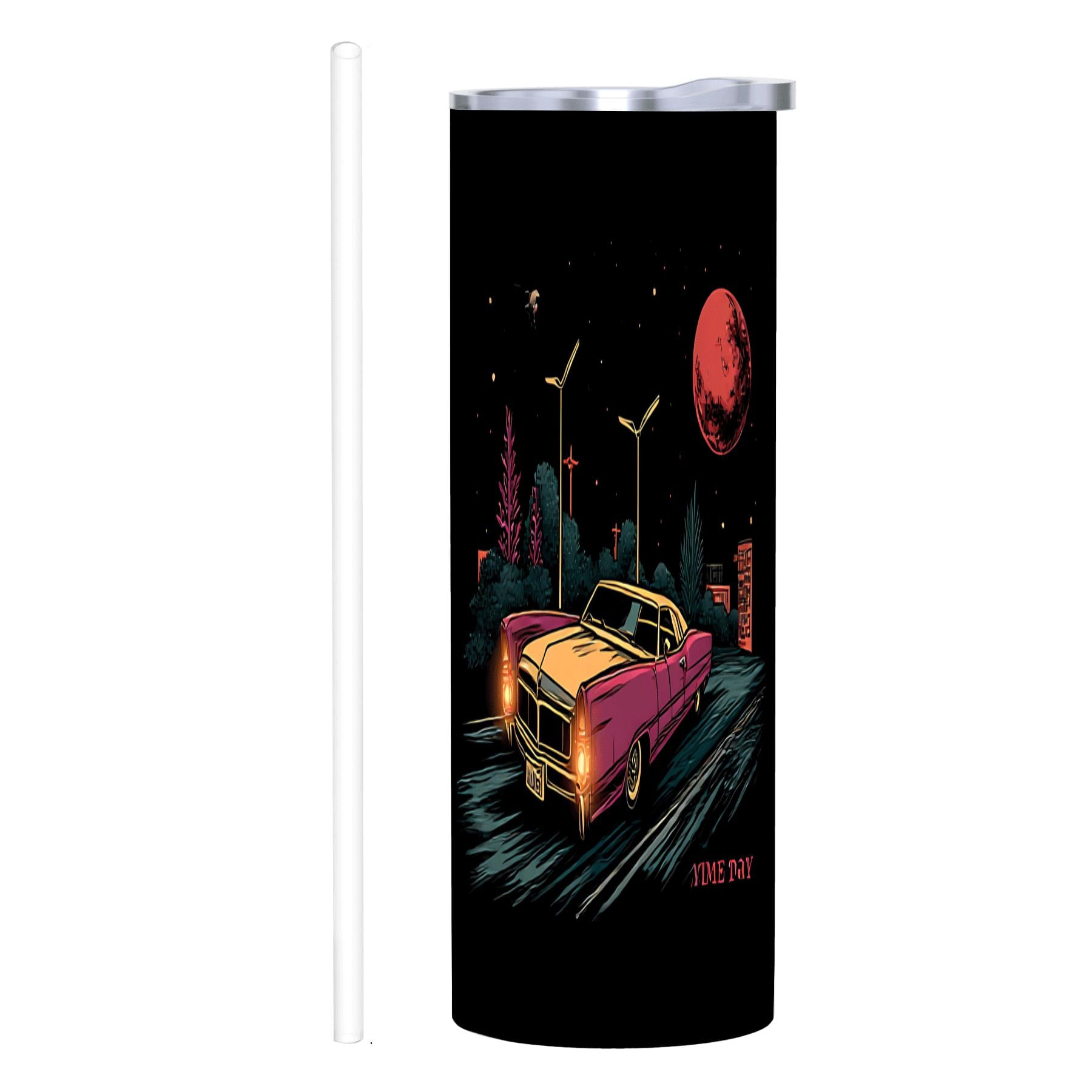 20 oz Stainless Steel Insulated Tumbler - Retro Pink & Yellow Car ...