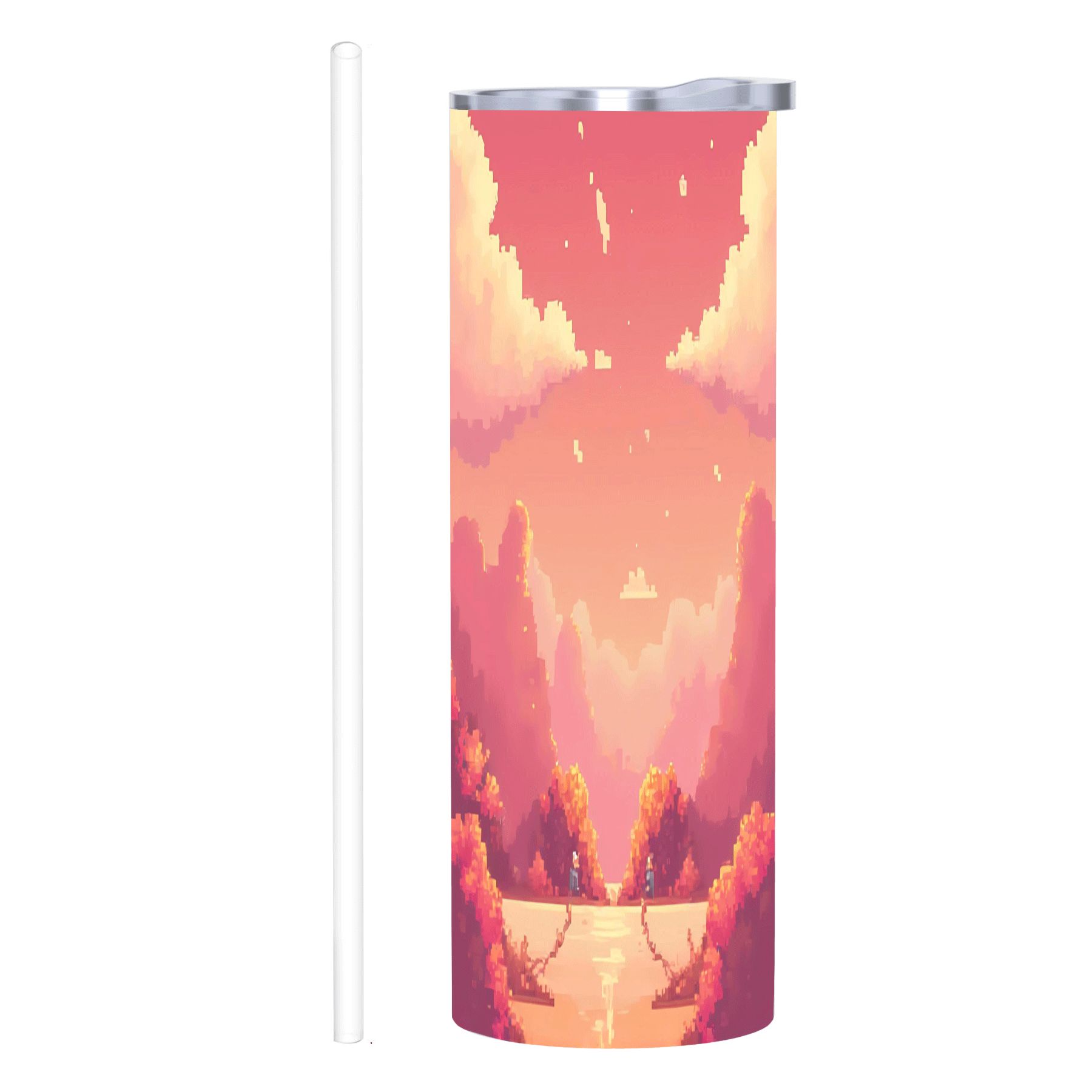 20 oz Stainless Steel Insulated Tumbler - Retro Pixelated Sunset Design ...
