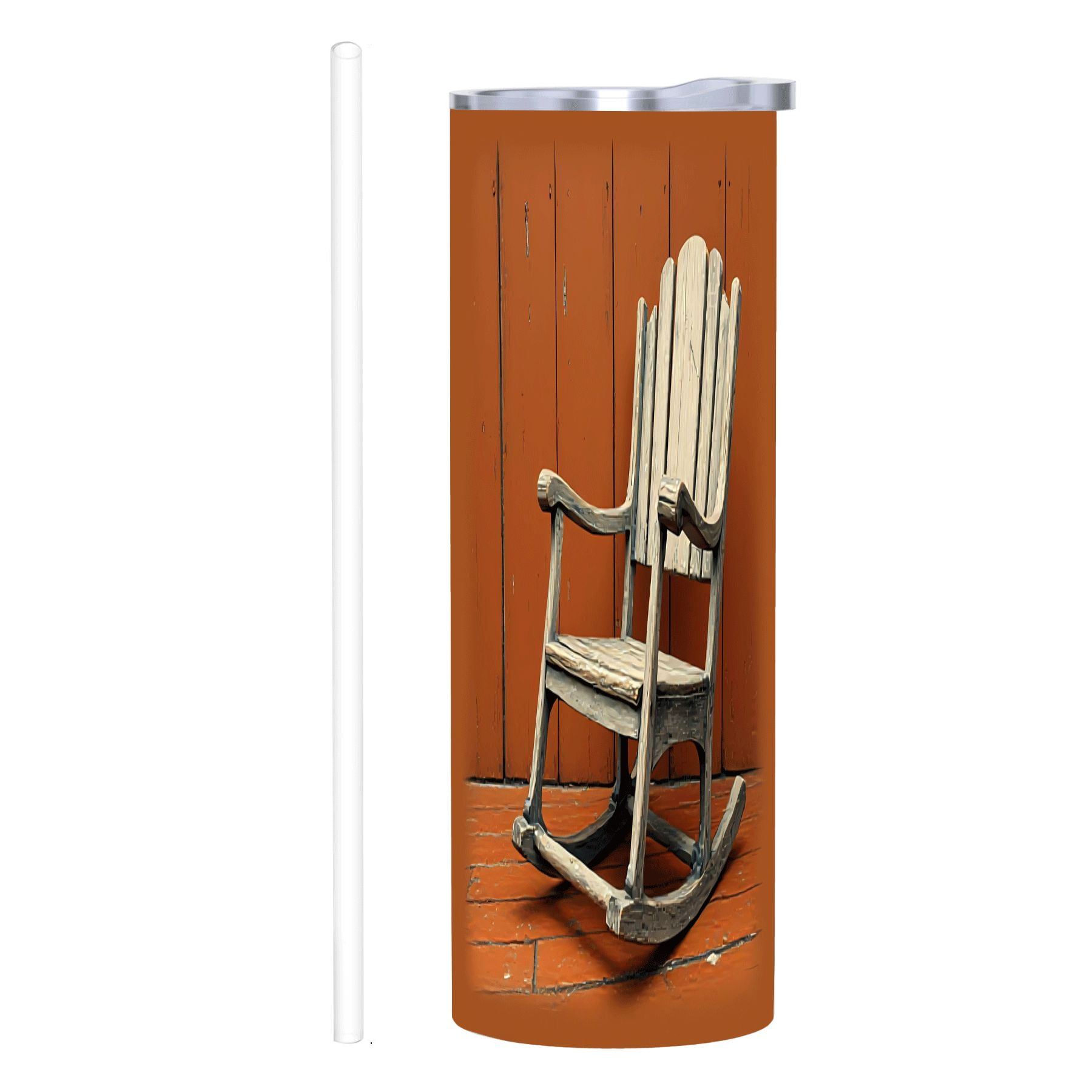 20 oz Stainless Steel Insulated Tumbler - Rocking Chair Design on Wood ...