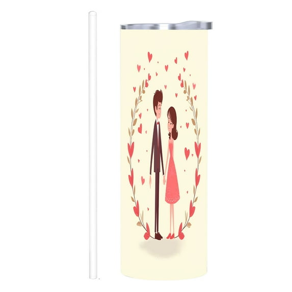 20 oz Stainless Steel Insulated Tumbler - Romantic Cartoon Design with ...