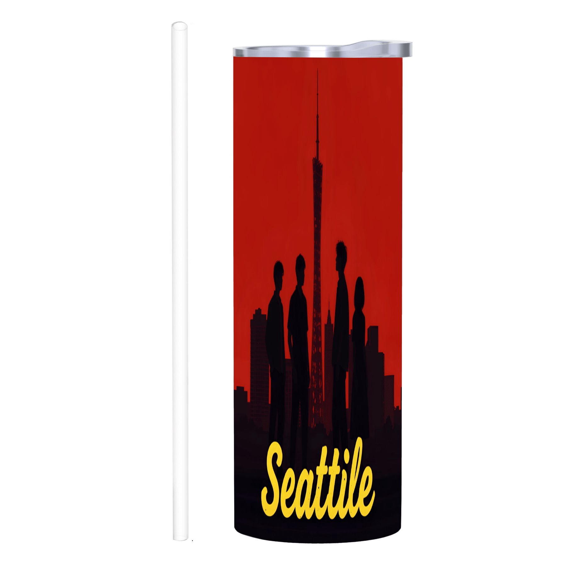 20 oz Stainless Steel Insulated Tumbler - Seattle Skyline Design Red ...