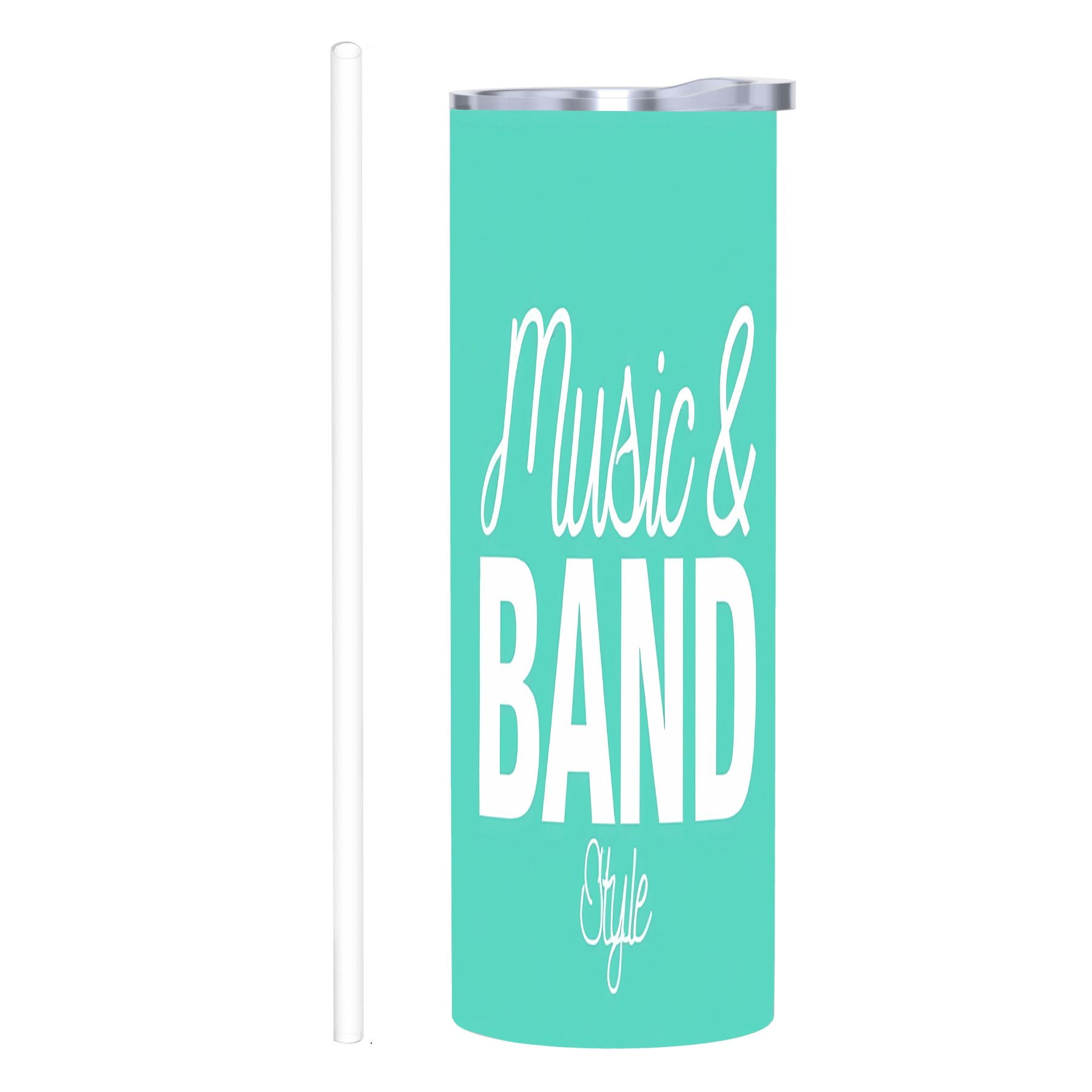 20 oz Stainless Steel Insulated Tumbler with Silver Lid & Straw ...