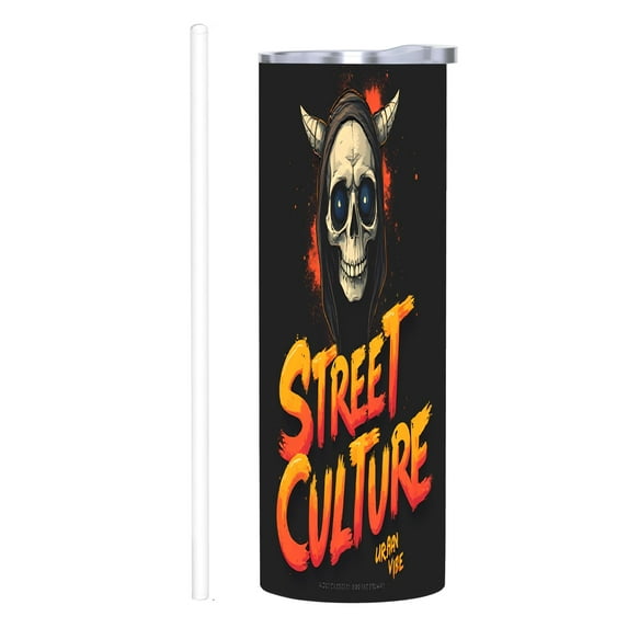 20 oz Stainless Steel Insulated Tumbler - Skull & Hood Design ' STREET ...
