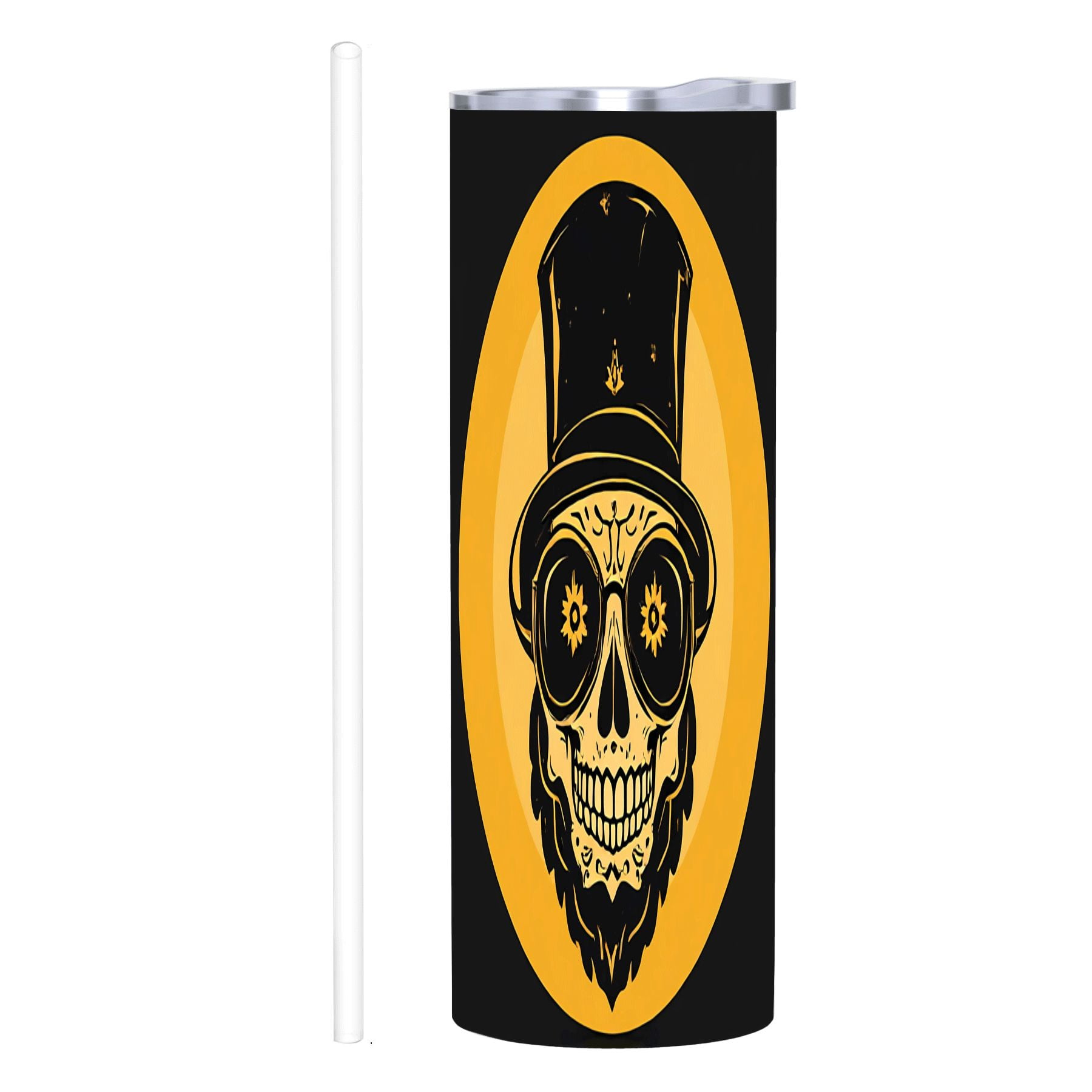 20 oz Stainless Steel Insulated Tumbler - Skull & Top Hat Design Double ...