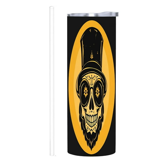 20 oz Stainless Steel Insulated Tumbler - Skull & Top Hat Design Double ...