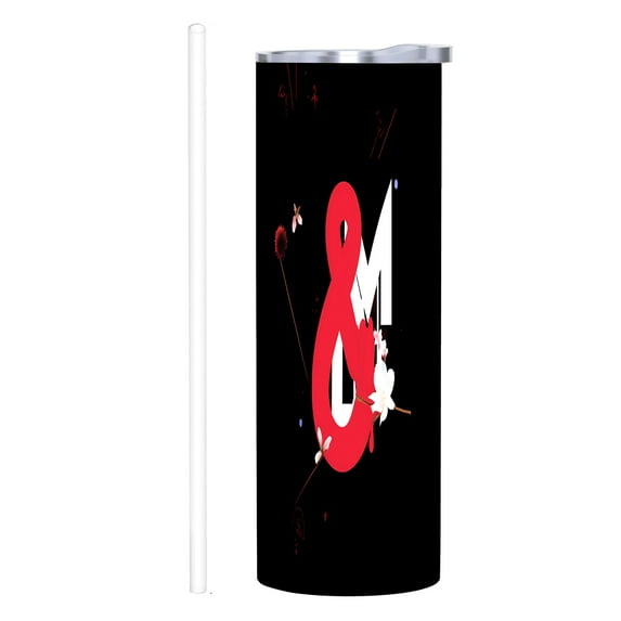 20 oz Stainless Steel Insulated Tumbler - Sleek Black with Bold Red ...