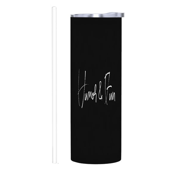 20 oz Stainless Steel Insulated Tumbler - Sleek Black with Silver Lid ...