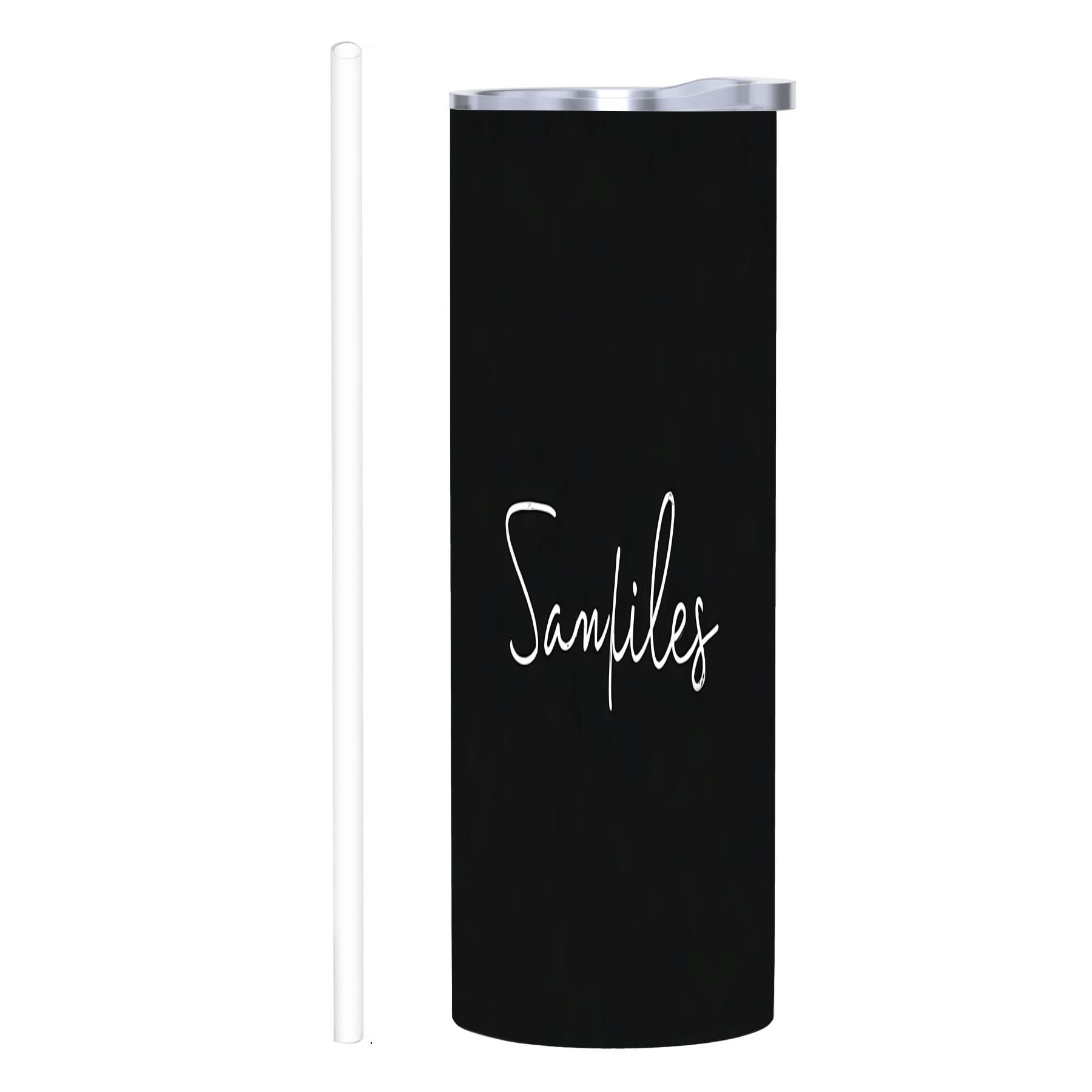 20 oz Stainless Steel Insulated Tumbler - Sleek Black with Silver Lid ...