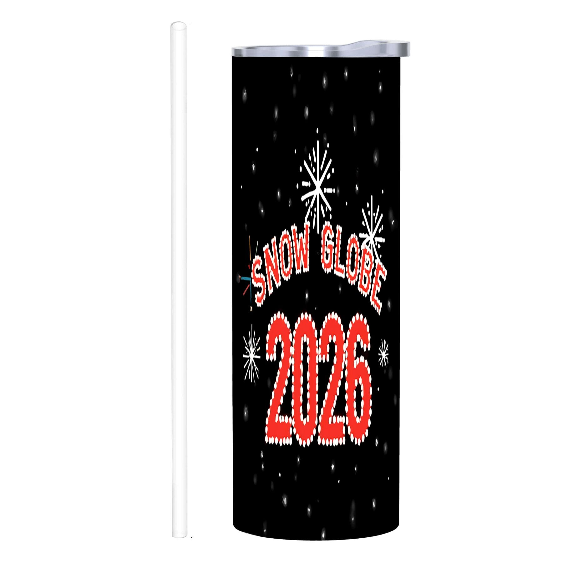 20 oz Stainless Steel Insulated Tumbler - Snow Globe Design with Red ...
