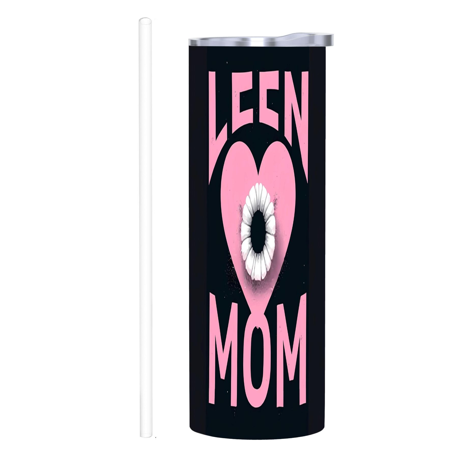 20 oz Stainless Steel Insulated Tumbler - Stylish Black & Pink ' MOM ...