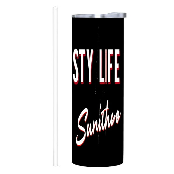 20 oz Stainless Steel Insulated Tumbler - Stylish Black with Bold ' STY ...