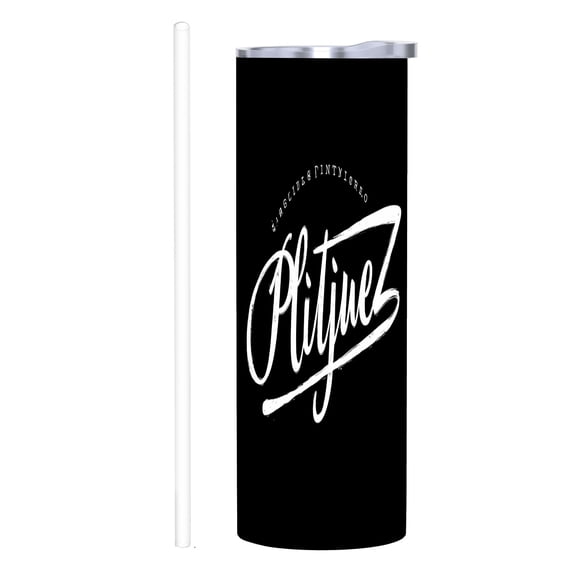 20 oz Stainless Steel Insulated Tumbler - Stylish Black with Silver Lid ...
