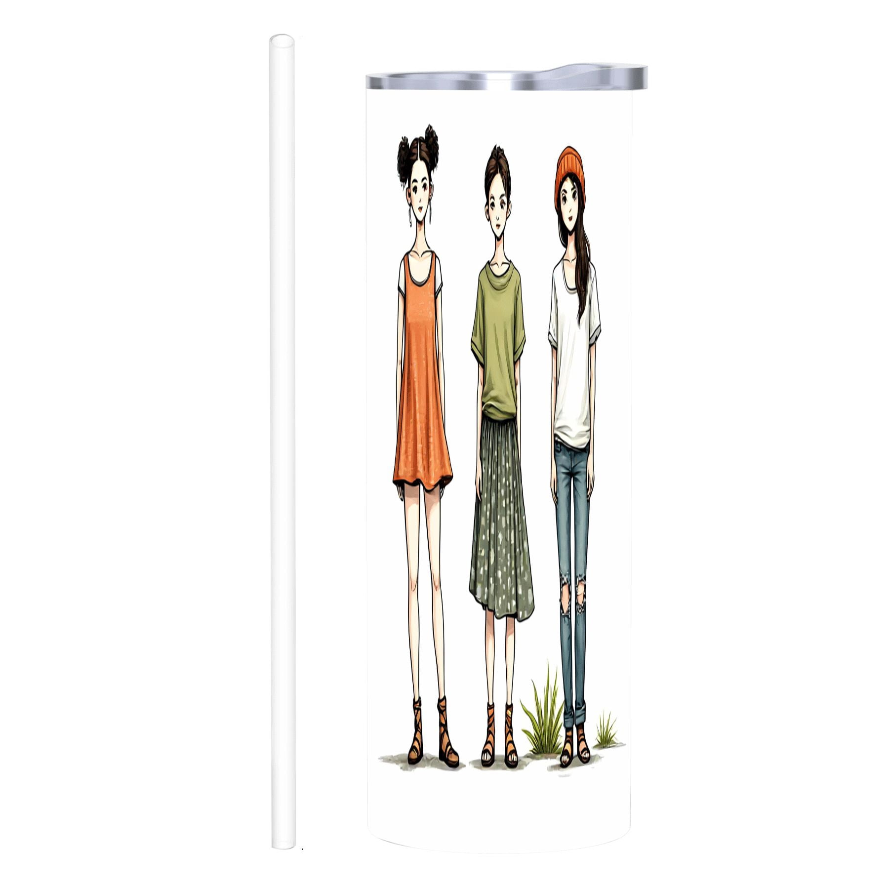 20 oz Stainless Steel Insulated Tumbler - Stylish Female Figures Design ...