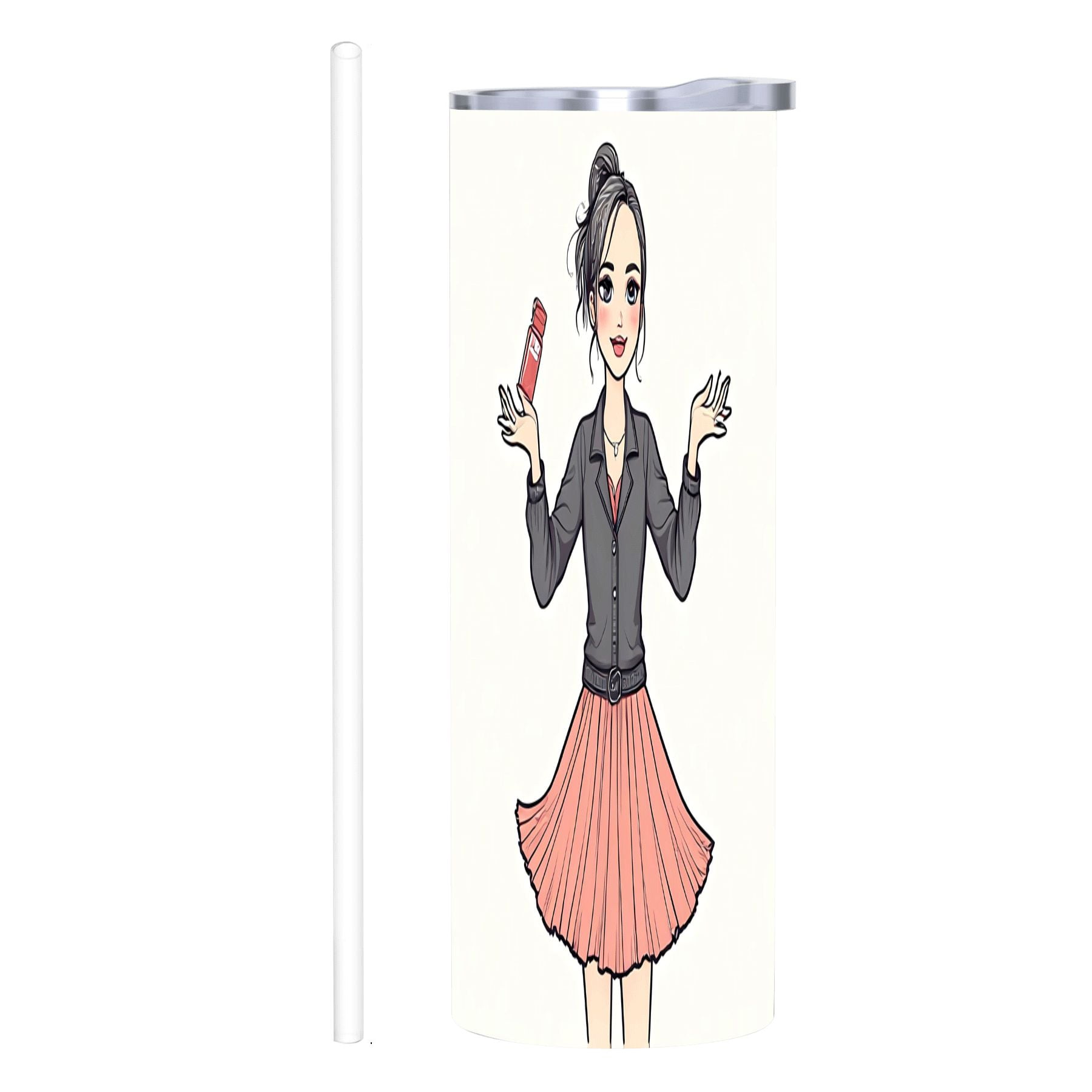 20 oz Stainless Steel Insulated Tumbler - Stylish Gray Pink Skirt ...