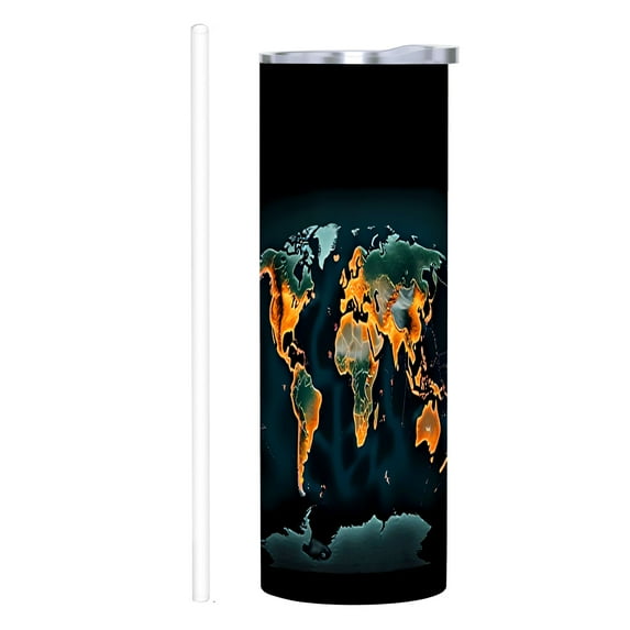 20 oz Stainless Steel Insulated Tumbler - Stylish Map Design with ...
