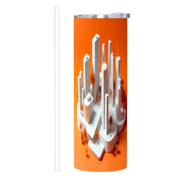 20 oz Stainless Steel Insulated Tumbler - Stylish Orange & White ...