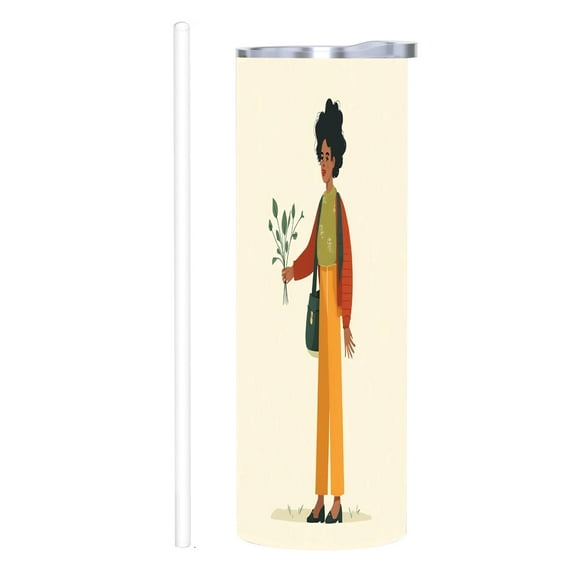 20 oz Stainless Steel Insulated Tumbler - Stylish Person with Green ...