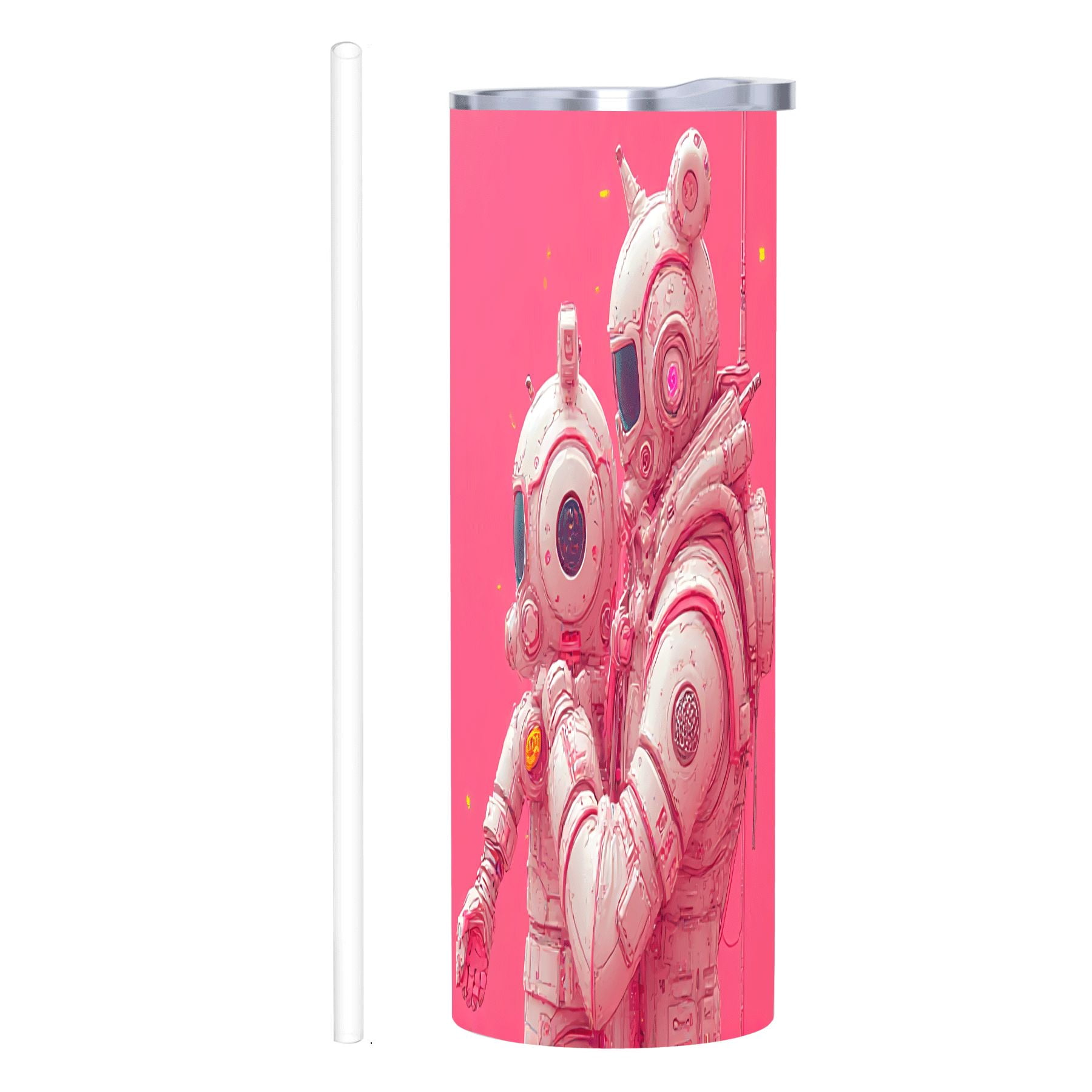 20 oz Stainless Steel Insulated Tumbler - Stylish Pink & White Design ...