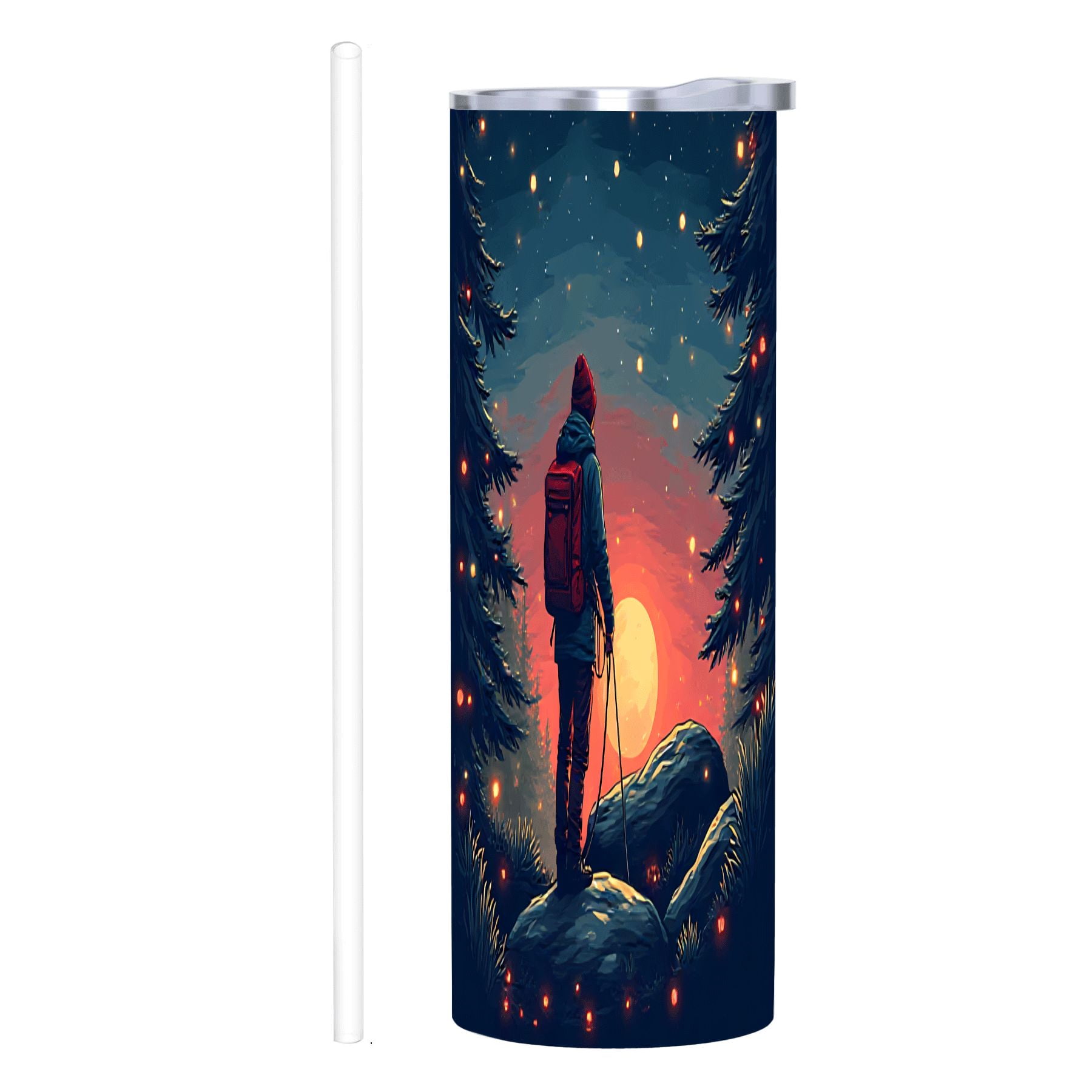 20 oz Stainless Steel Insulated Tumbler - Stylish Red Pattern Design ...