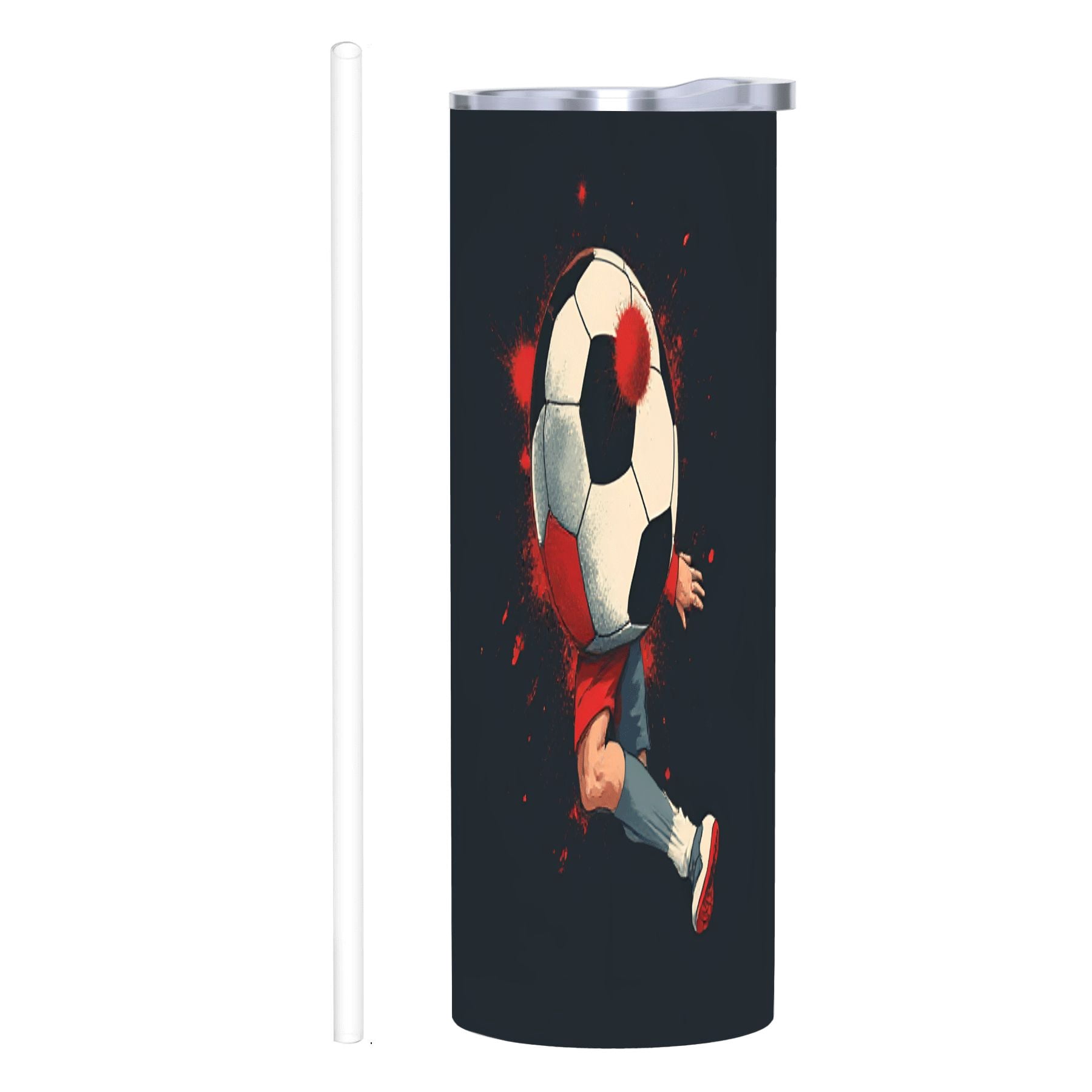 20 oz Stainless Steel Insulated Tumbler - Stylish Soccer Ball Design ...