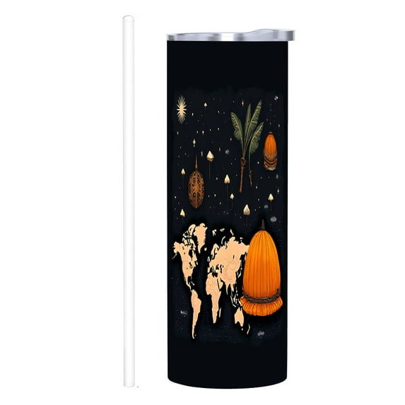 20 oz Stainless Steel Insulated Tumbler - Stylish World Map Design with ...