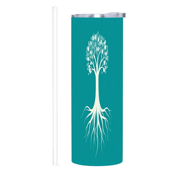 20 oz Stainless Steel Insulated Tumbler - Teal with Elegant White Tree ...