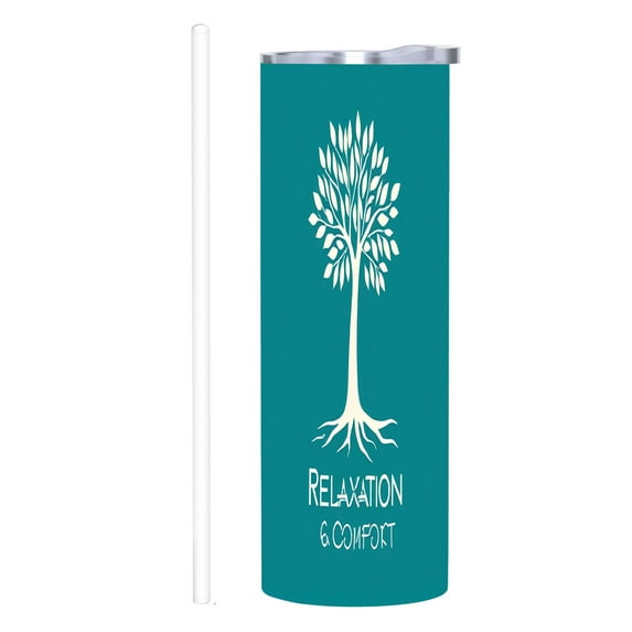 20 oz Stainless Steel Insulated Tumbler - Teal with White Tree Design ...