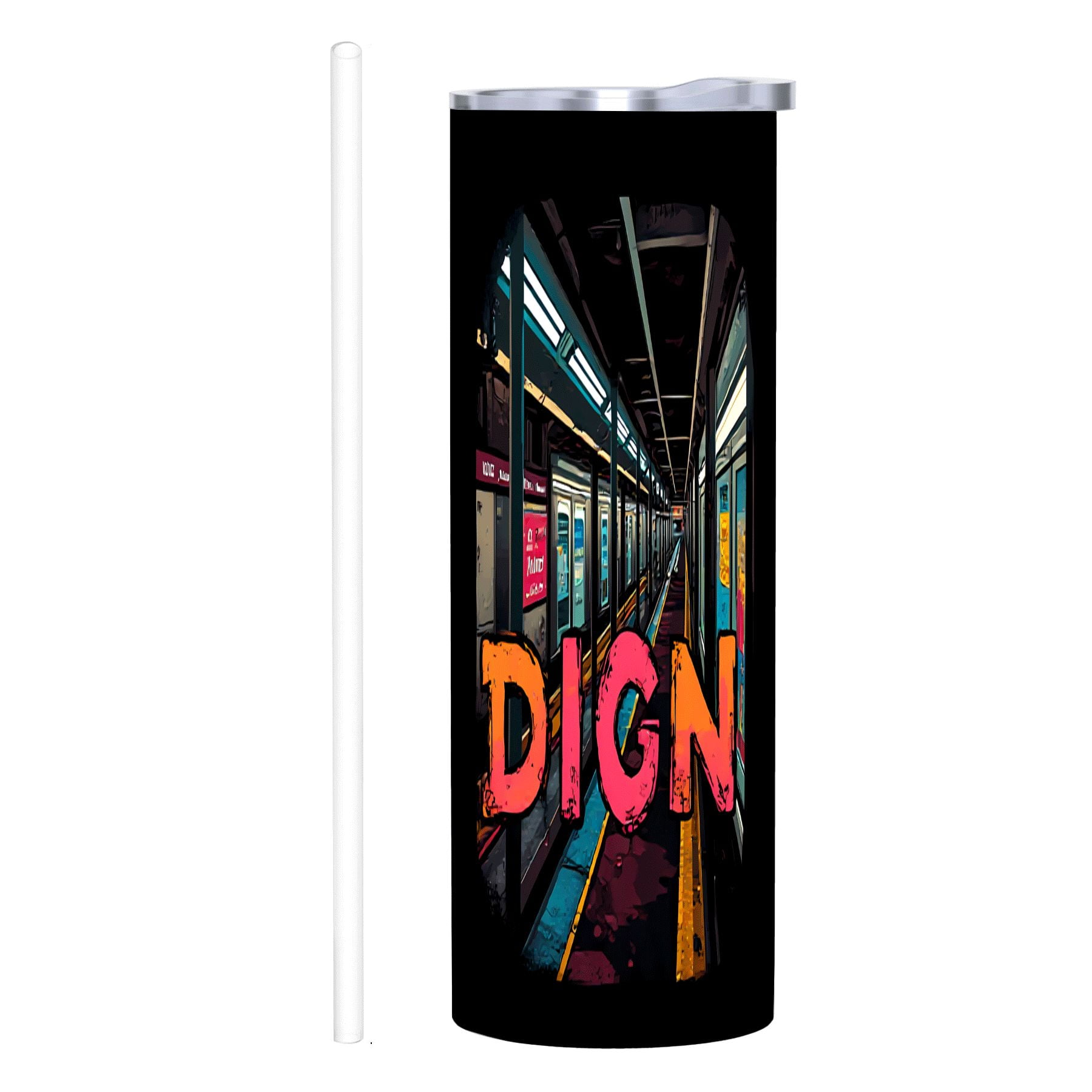 20 oz Stainless Steel Insulated Tumbler - Train Design with Bright ...
