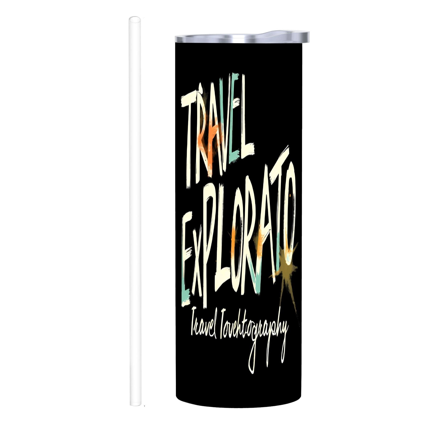 20 oz Stainless Steel Insulated Tumbler - Travel & Explore Design with ...