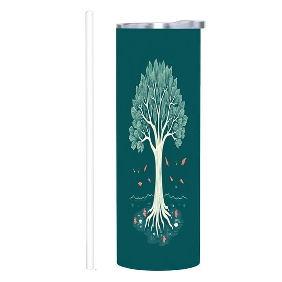 20 oz Stainless Steel Insulated Tumbler - Tree Design with Teal ...