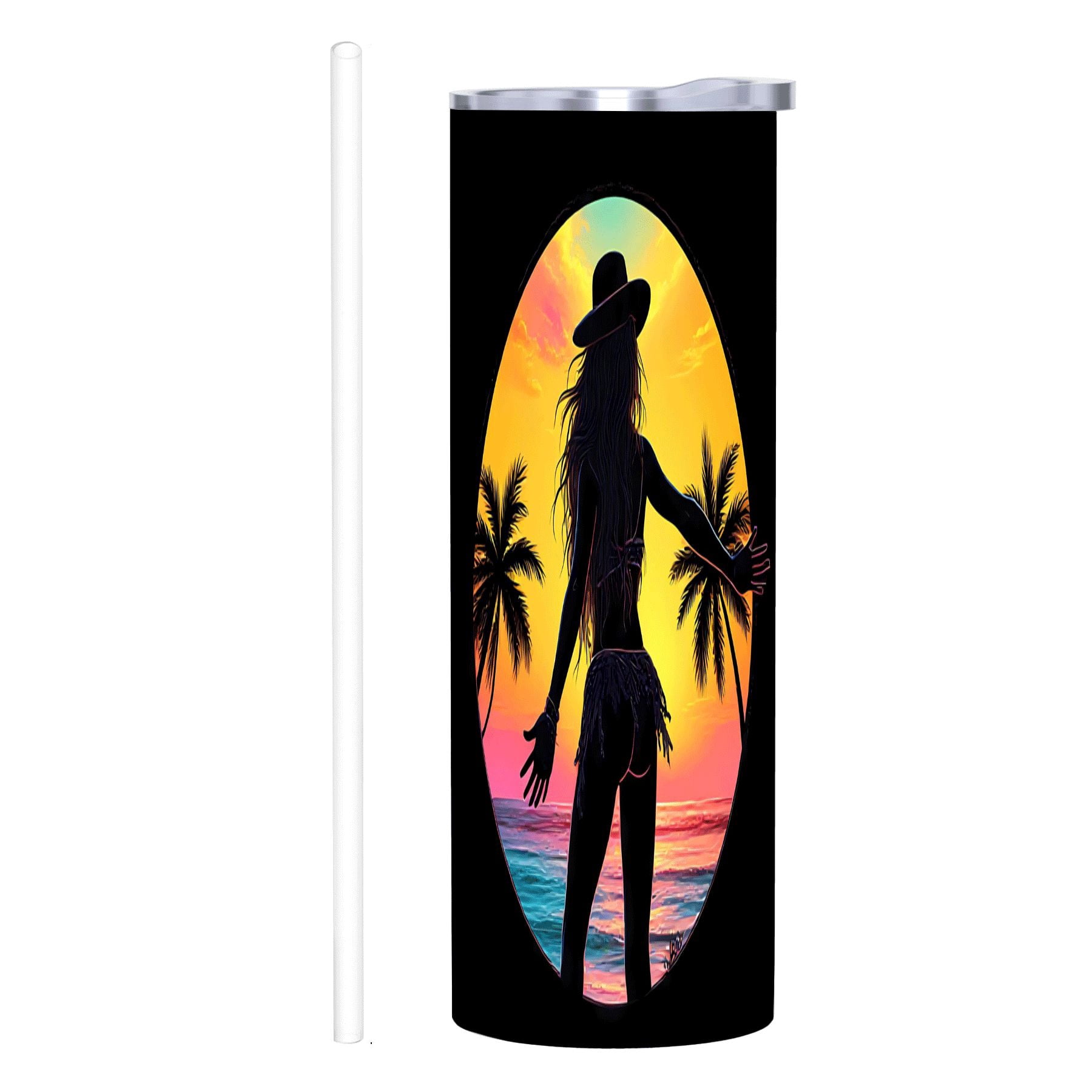 20 oz Stainless Steel Insulated Tumbler - Tropical Sunset Silhouette ...