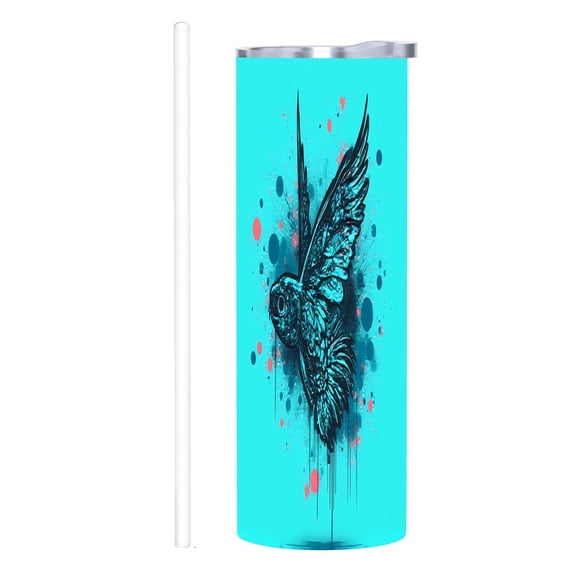 20 oz Stainless Steel Insulated Tumbler - Turquoise with Artistic Bird ...