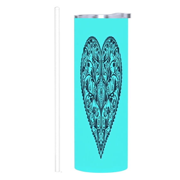 20 oz Stainless Steel Insulated Tumbler - Turquoise with Intricate ...