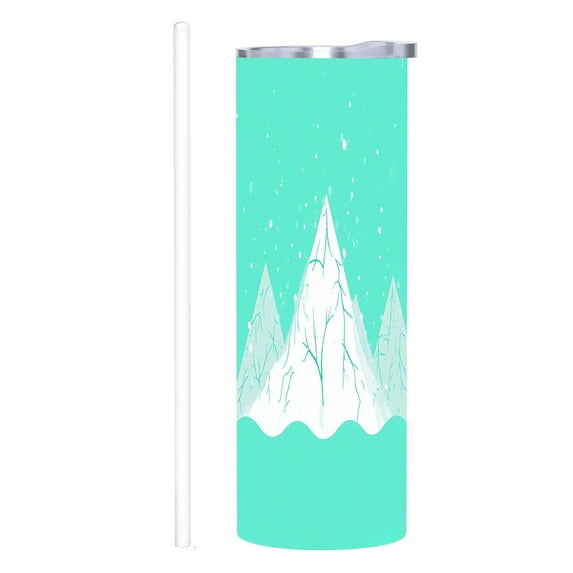 20 oz Stainless Steel Insulated Tumbler - Turquoise with Scene Snowy ...